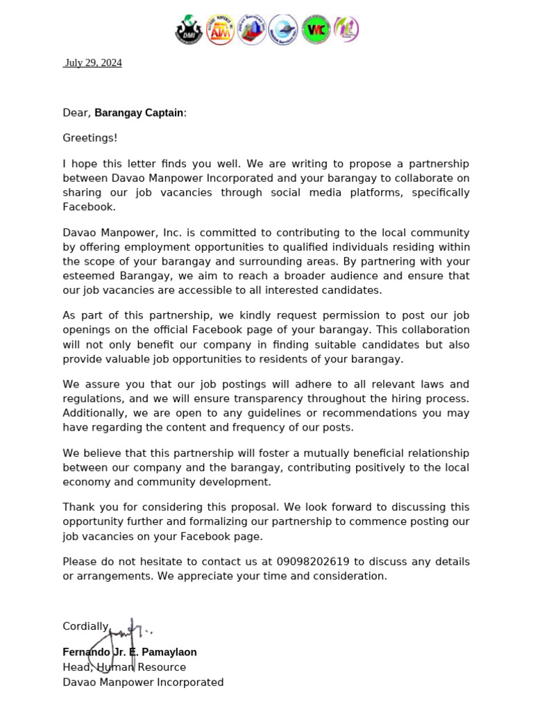 Letter of Intent for Partnership | PDF