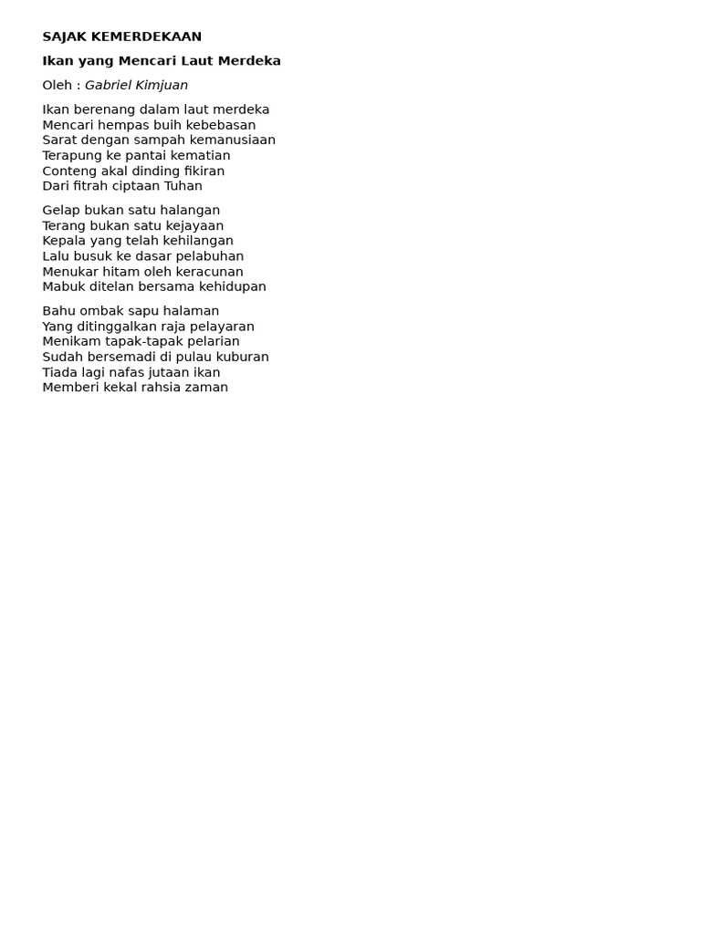 Sajak Kemerdekaan 1 | PDF