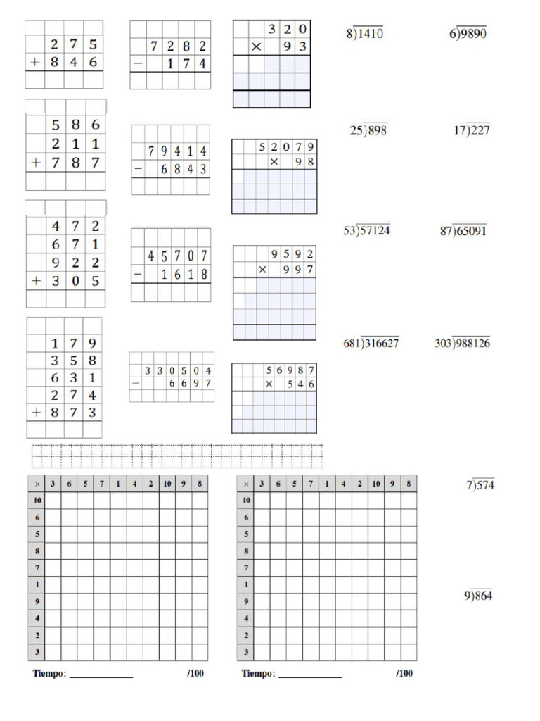 Diagnostico Operaciones Basicas Sexto | PDF