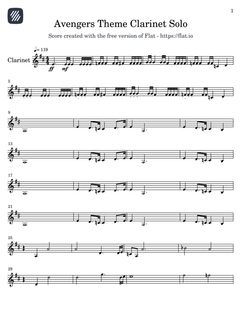 Avengers Theme-Clarinet Bb | PDF