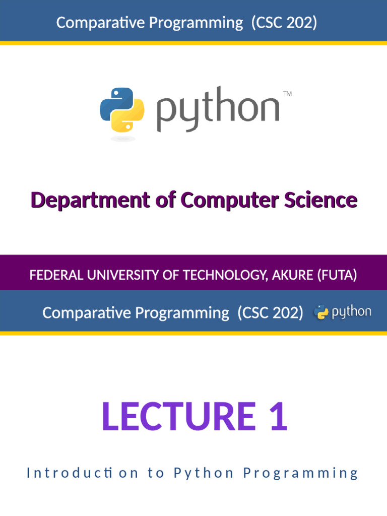 CSC 201 Lecture Slides | PDF | Control Flow | Teaching Methods & Materials
