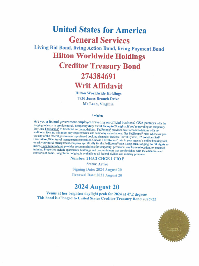 Document - 2024-08!28!175031 GSA Creditor Bond For Hilton Worldwide ...