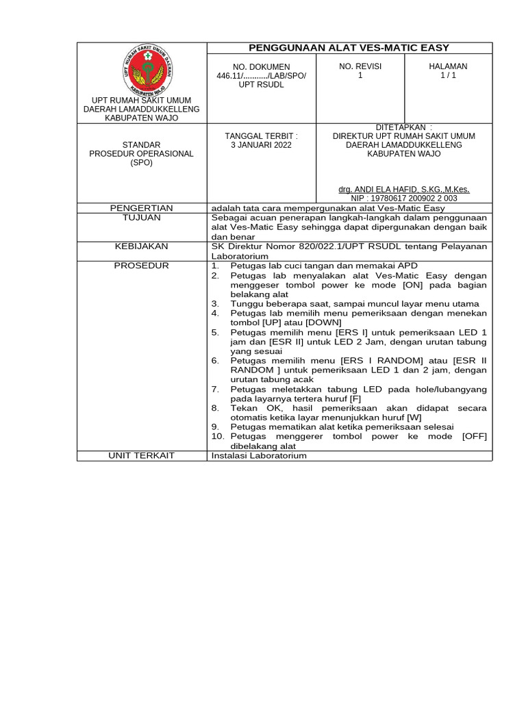Penggunaan Ves Matic Easy | PDF