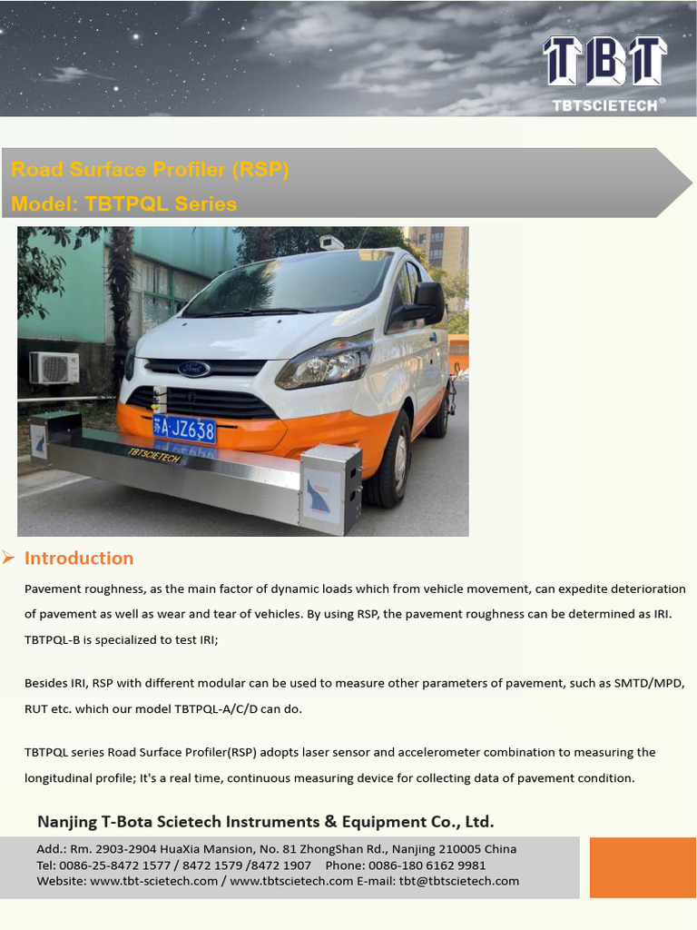 TBTPQL Series Road Surface Profiler | PDF | Road | Road Surface