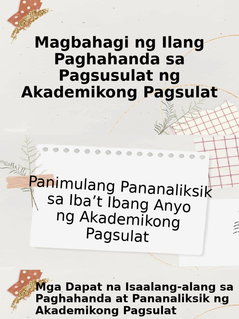 ARALIN Paghahanda Sa Pagsulat | PDF