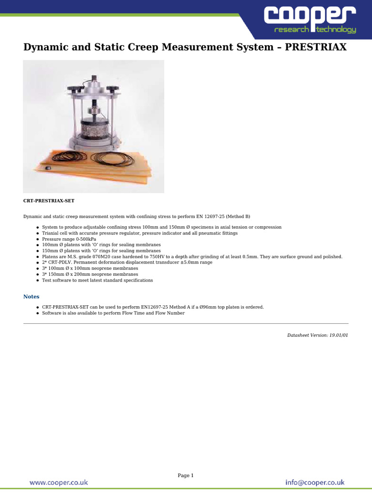 Dynamic and Static Creep Measurement System Prestriax | PDF