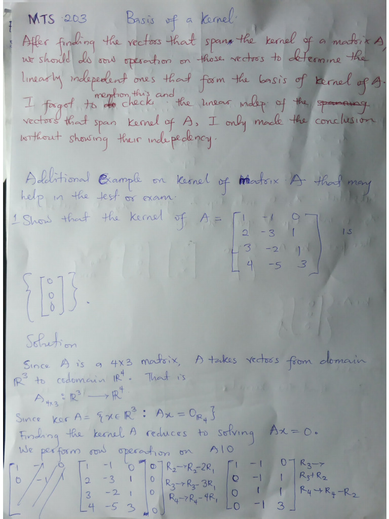 Remark and Example On Basis of A Kernel | PDF