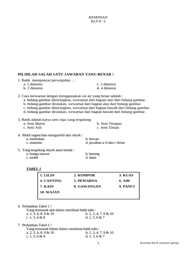 Soal Kls 8 - 2 | PDF