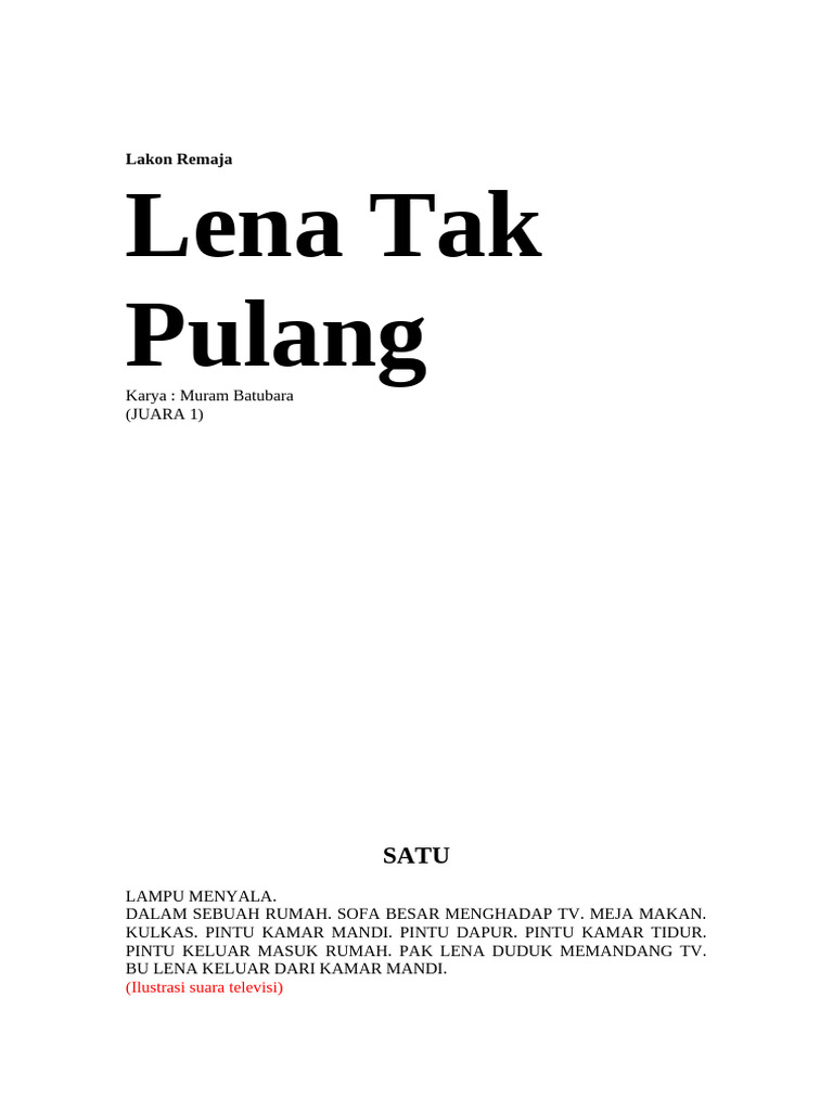 Lena Tak Pulang. | PDF
