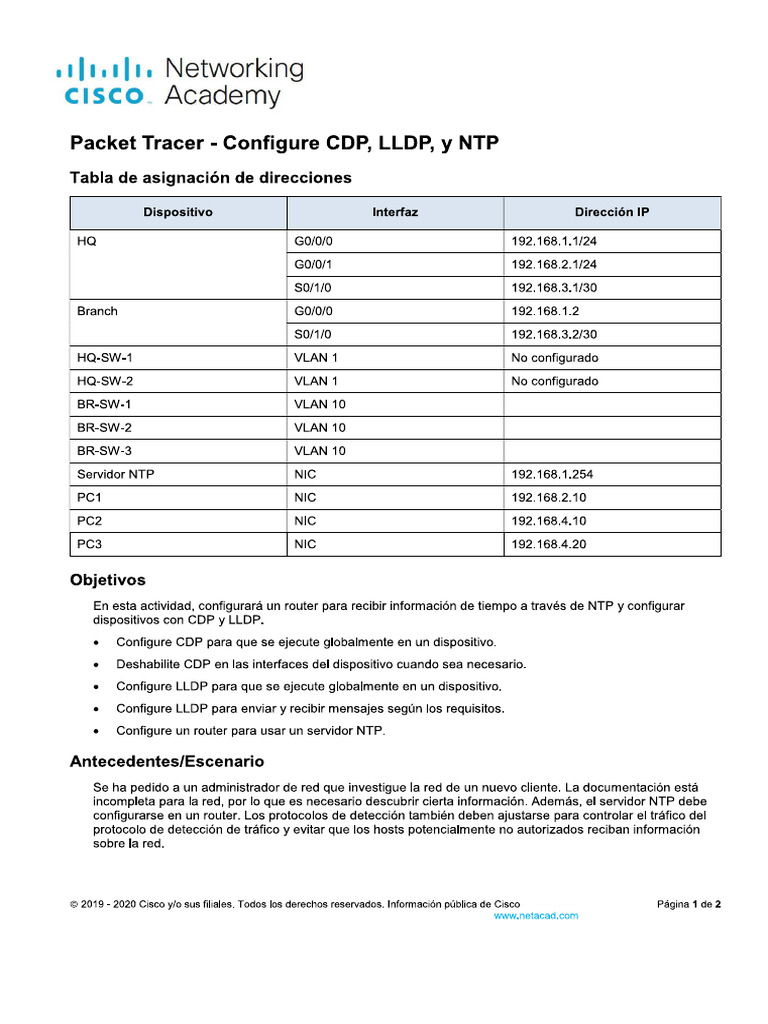 Configure CDP, LLDP y NTP | PDF