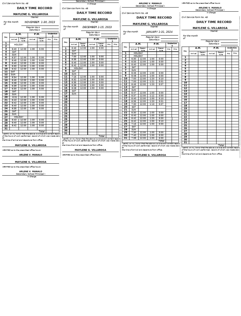 CS Form No. 48 DTR | PDF