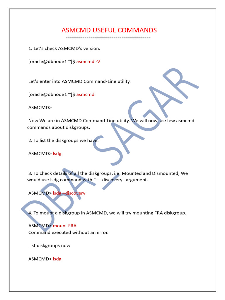 Asmcmd Useful Commands | PDF
