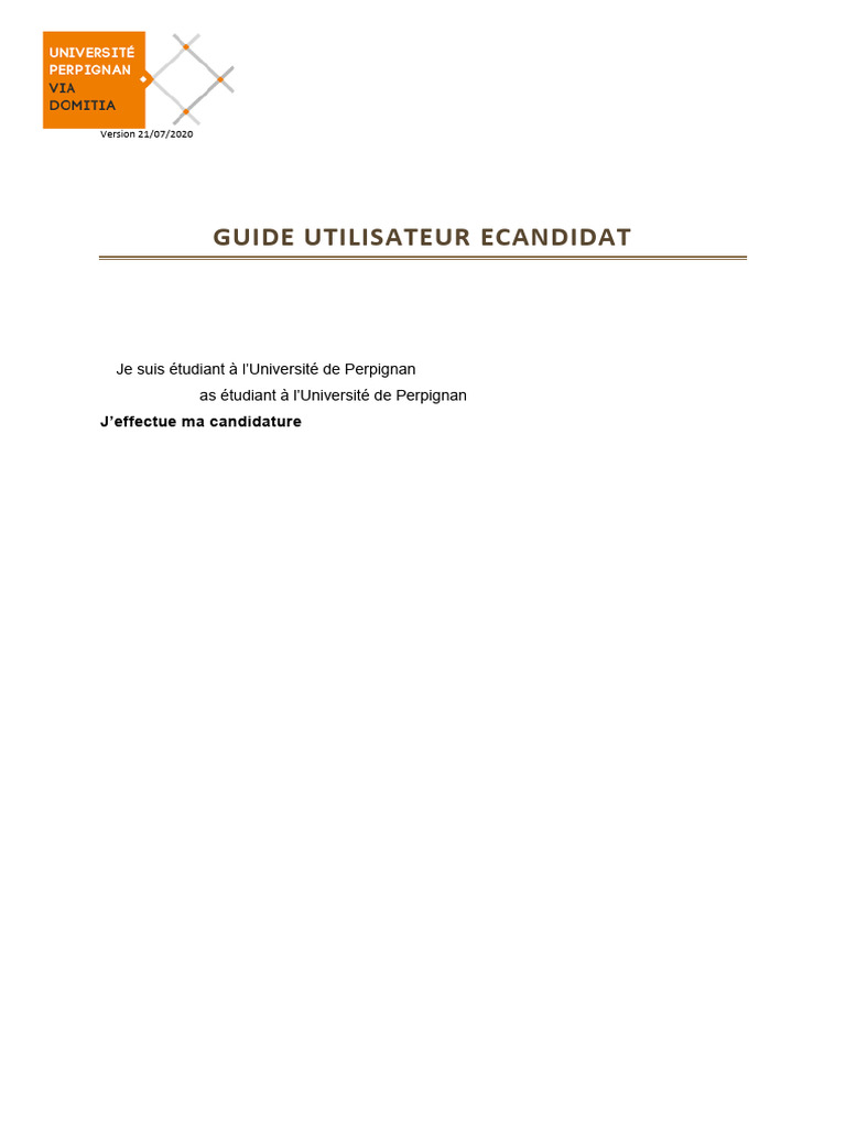 Guide d'Utilisateur E-candidat - Etudiant | PDF