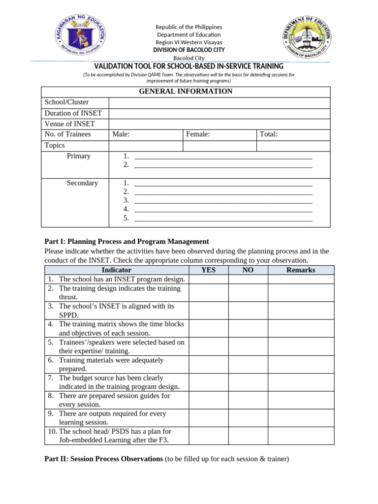 school-INSET-revised | PDF
