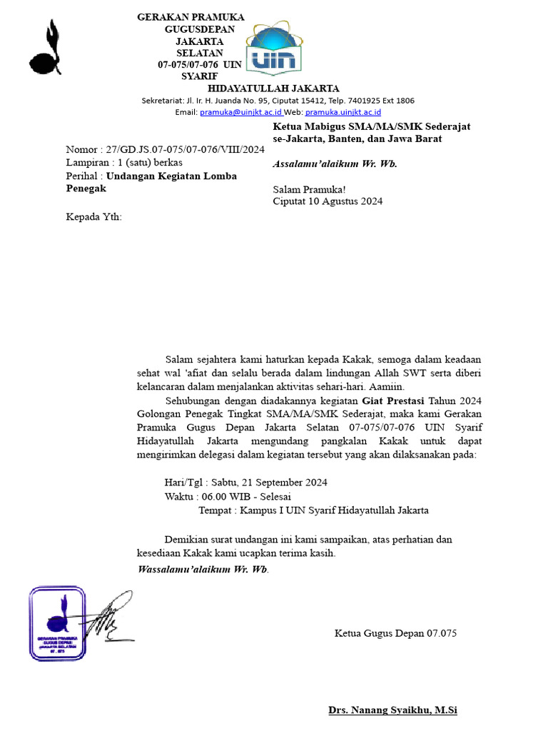 (UND+FORM) GIAT PRESTASI PENEGAK 2024 | PDF