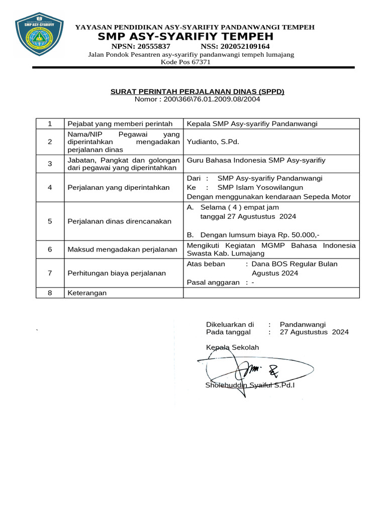SPPD MGMP BIN 6 Februari 24 Pert 1 | PDF