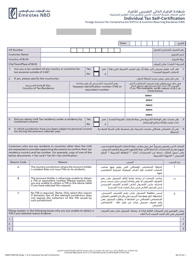 Individual Tax Self Certification Form | PDF