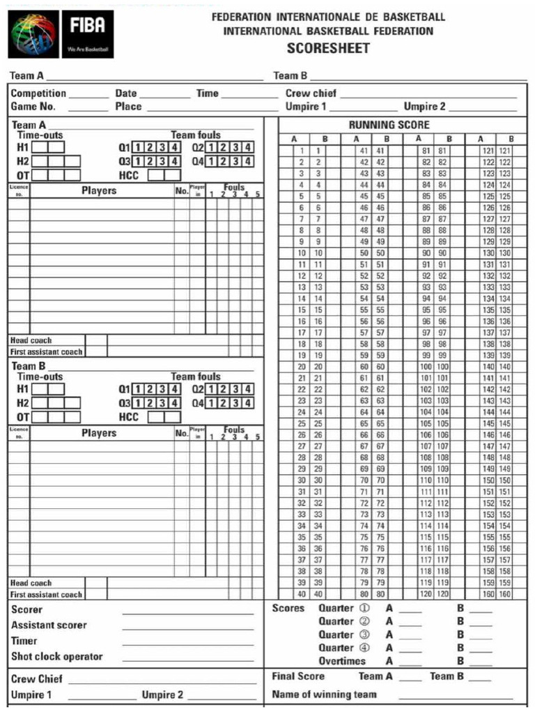Score Sheet Fiba 2024 | PDF