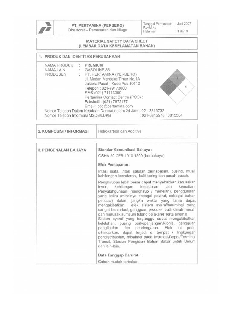 SDS PERTAMINA | PDF
