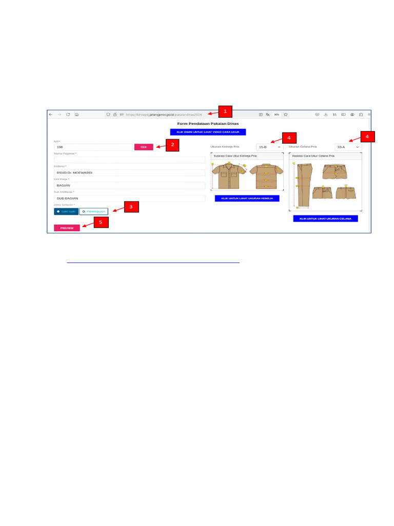 Lampiran Pakaian Dinas PDH Khaki 2024 - Plus Ukuran | PDF