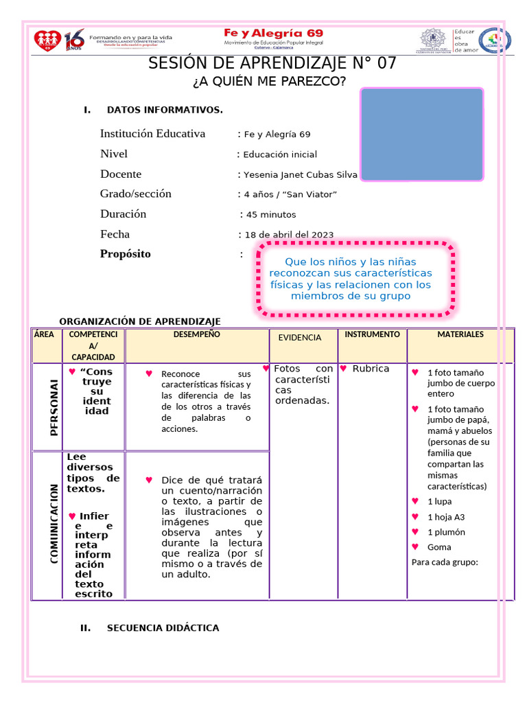 Sesión de Aprendizaje N°07 | PDF