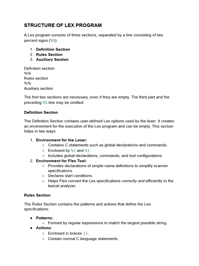 Lex Programming Lab | PDF | Computer Programming | Software Engineering Lex Programming Lab | PDF | Computer Programming | Software Engineering