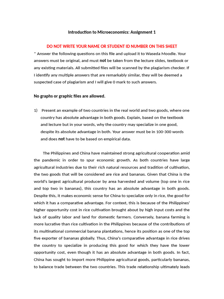 Intro Micro Assignment 1 | PDF