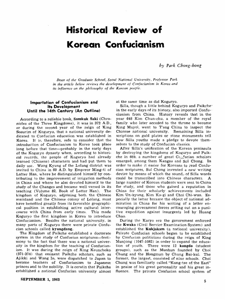 Historical Review of Korean Confucianism | PDF