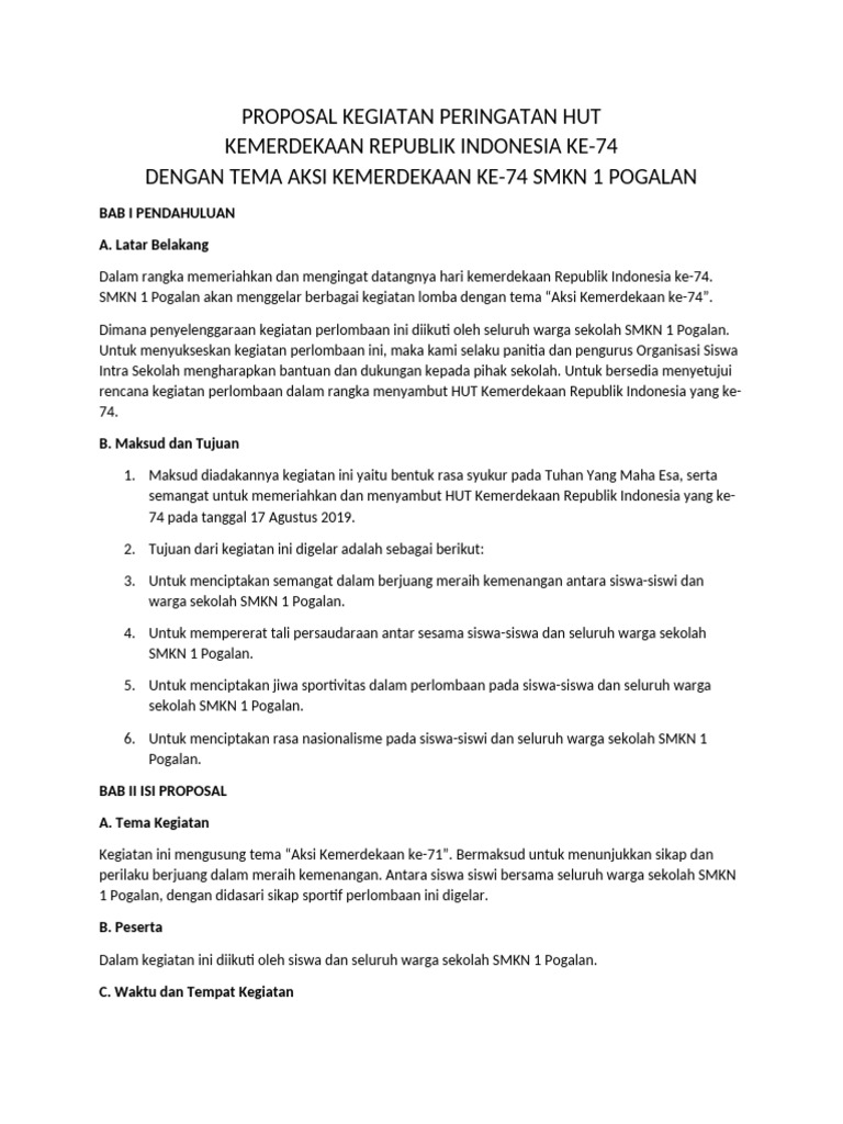 Proposal Kegiatan Peringatan Hut | PDF