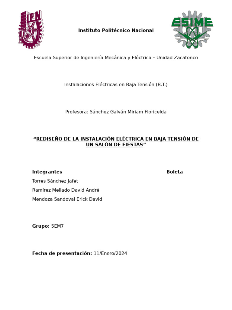 Proyecto - Instalaciones B.T | PDF