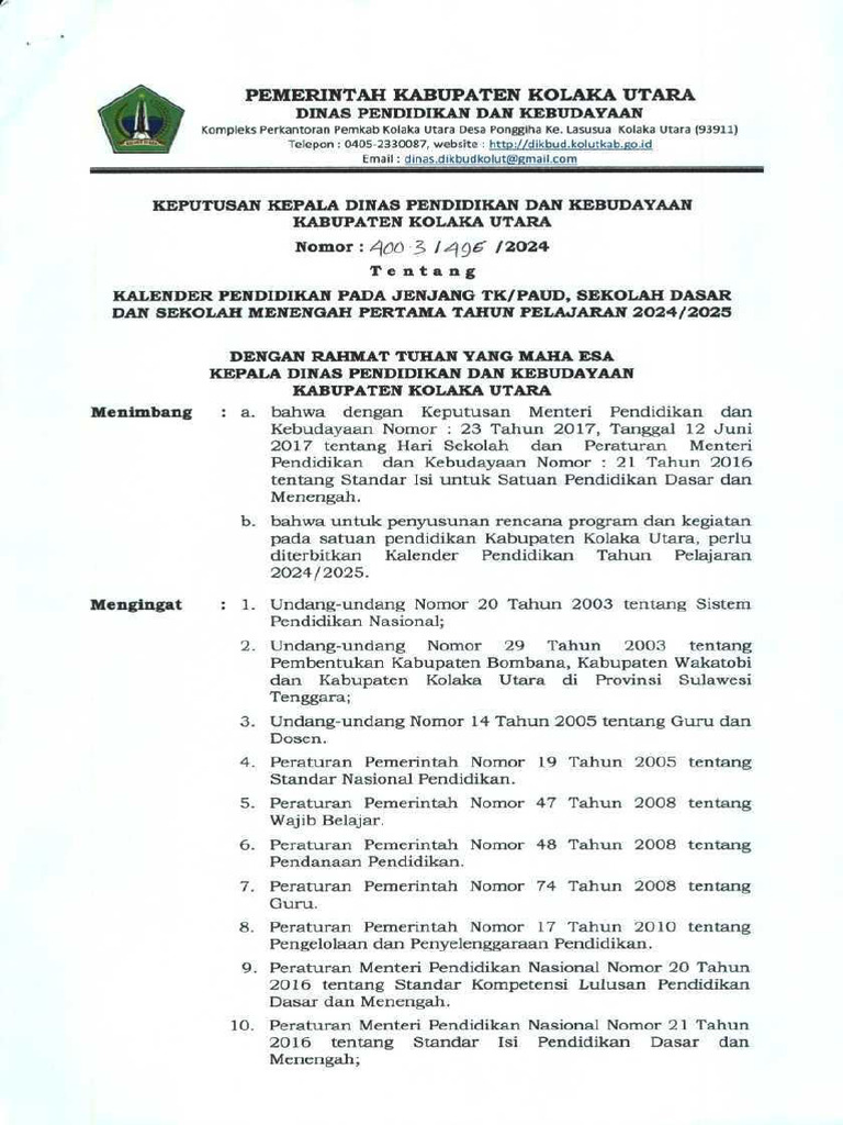 Kalender Pendidikan | PDF