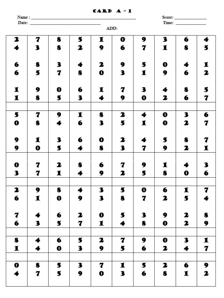 Four Fundamental Operations Drill Cards | PDF