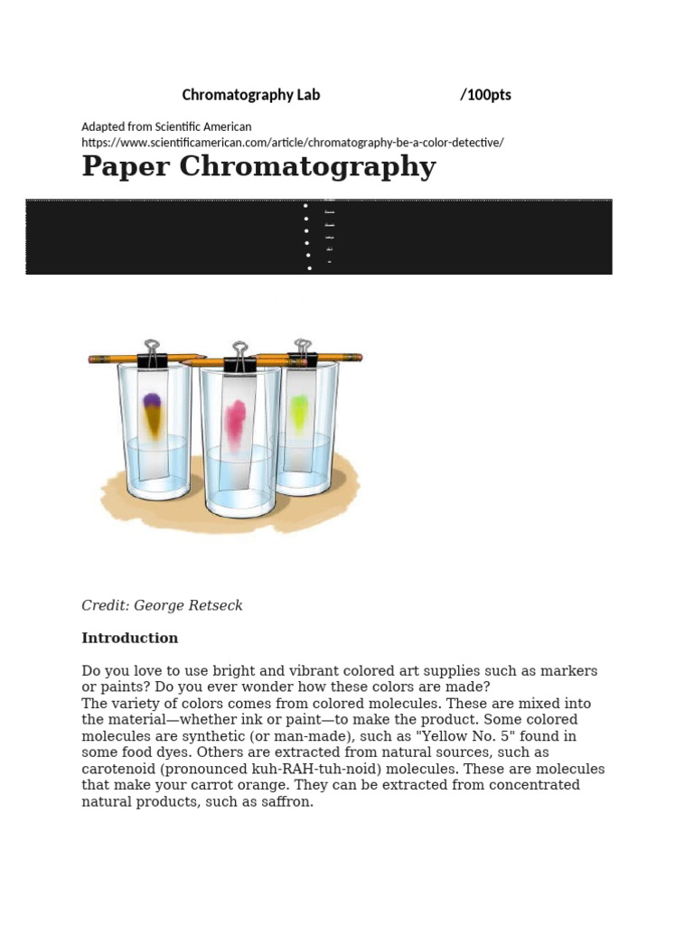 Chromatography Lab | PDF