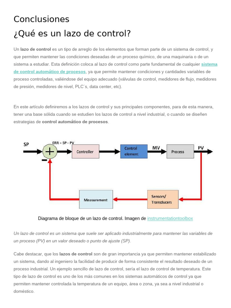 Definición y componentes de lazos de control | PDF | Sensor | Tecnología