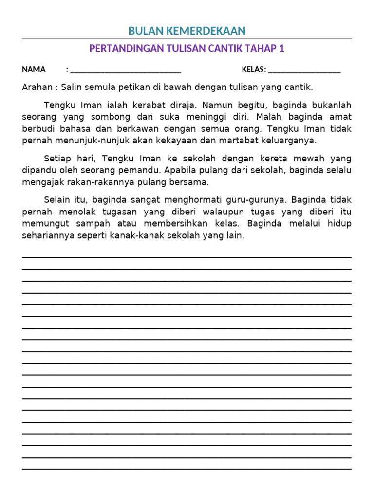 Pertandingan-Tulisan-Cantik-Tahap-1 | PDF