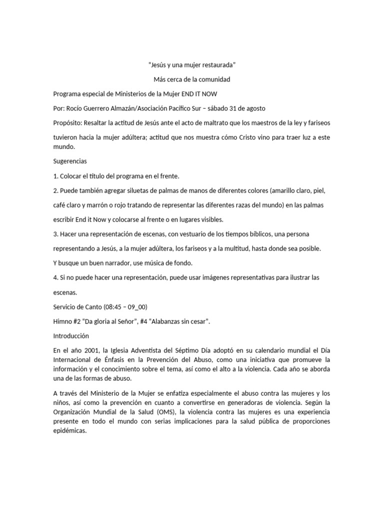 Jesús y Una Mujer Restaurada | PDF