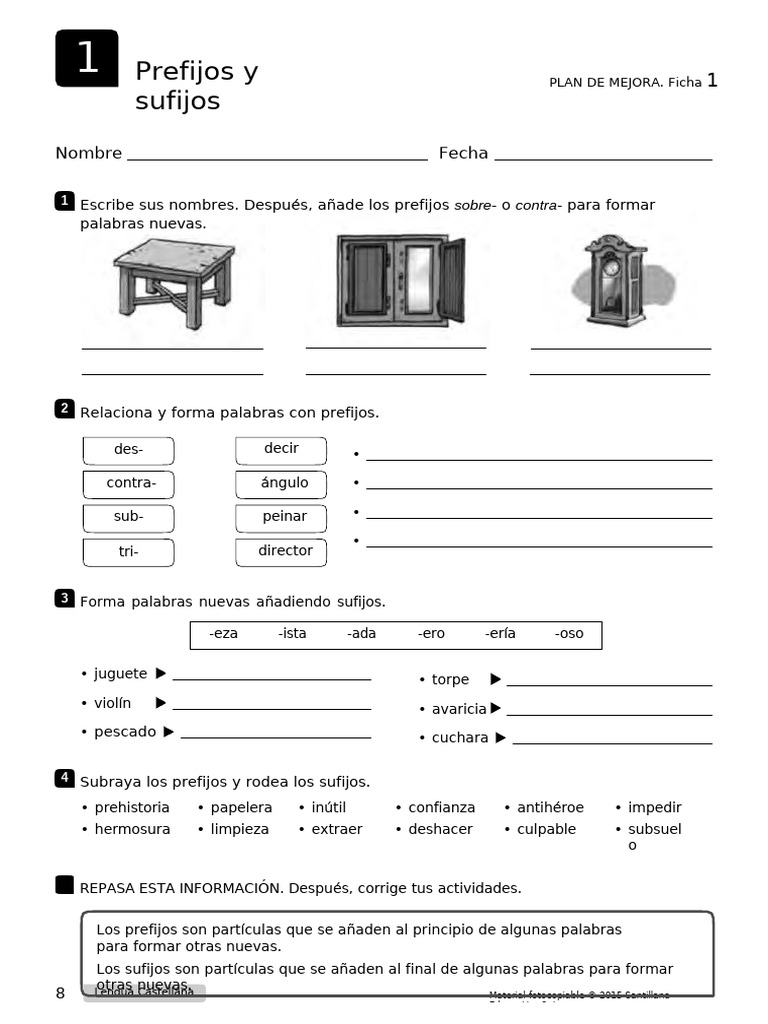 Taller 3 Prefijos y Sufijos | PDF | Adverbio | Verbo