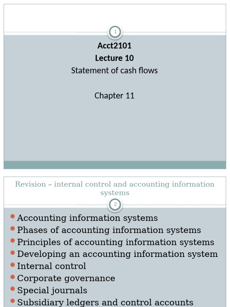 ACCT2101 - Lecture 10 | PDF | Cash Flow Statement | Business