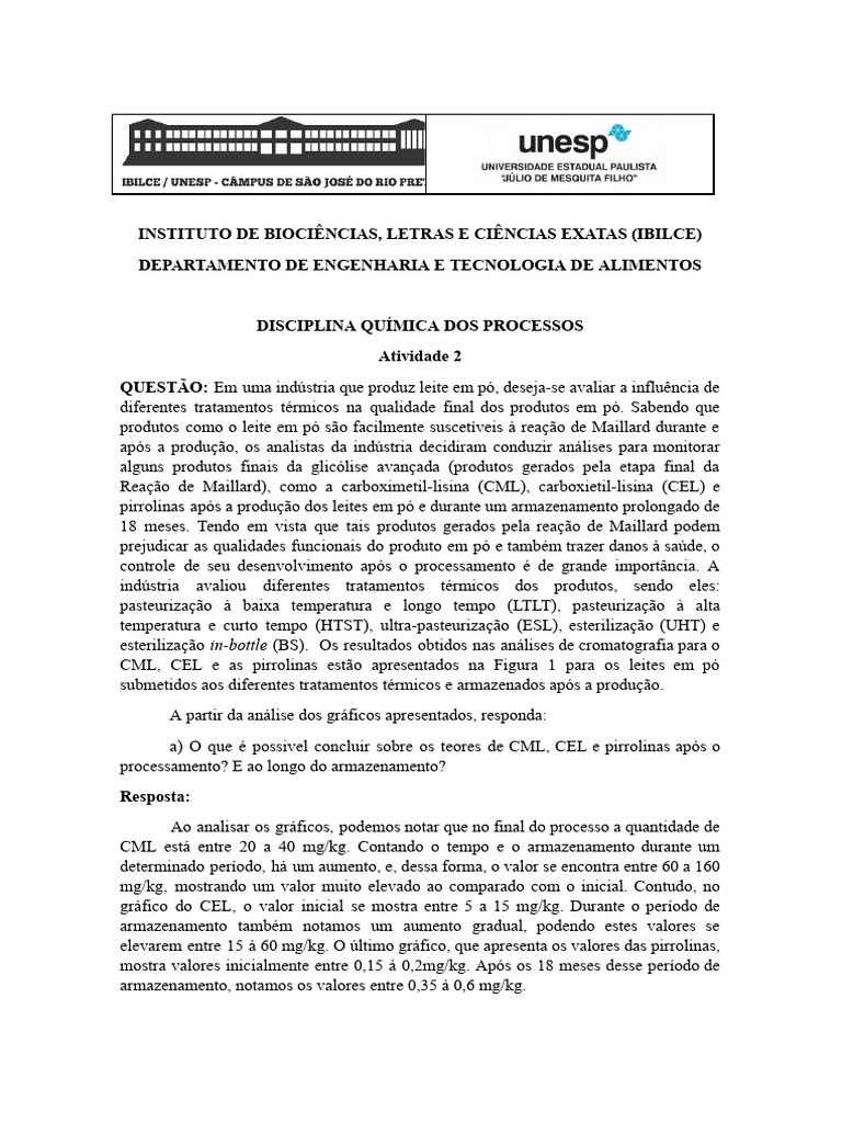Atividade 2 Química Dos Processos | PDF