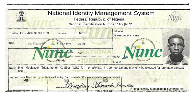 National Identity Management System: Federal Repub/ Ic of Nigeria | PDF