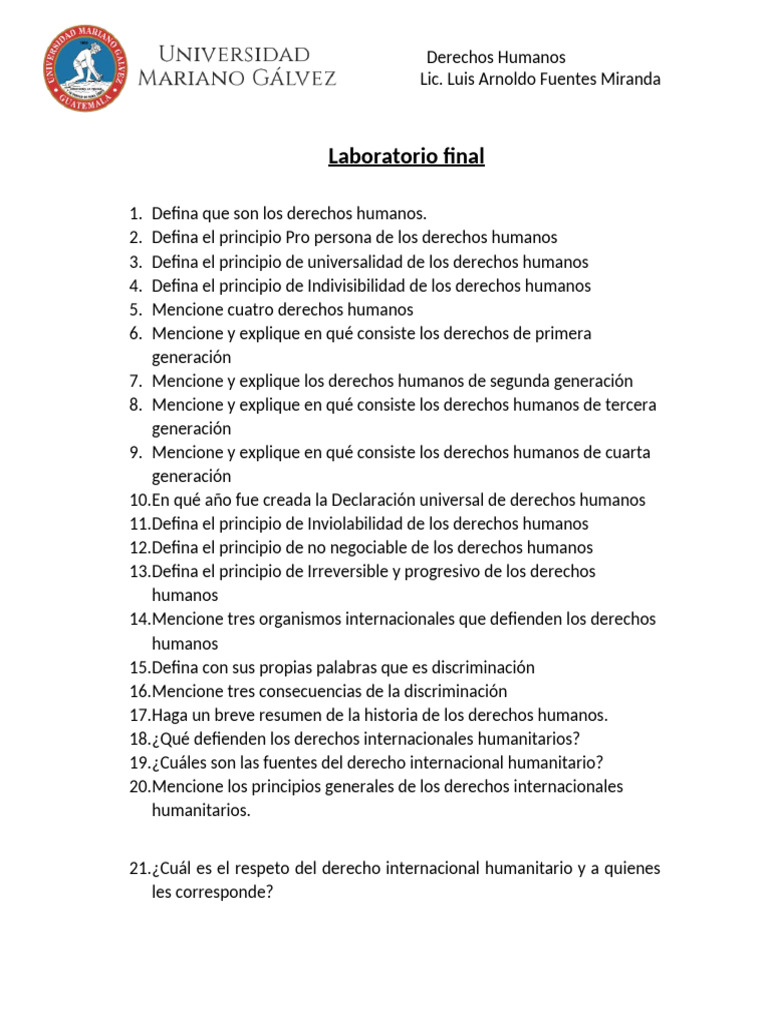 Laboratorio Final Derechos Humanos | PDF