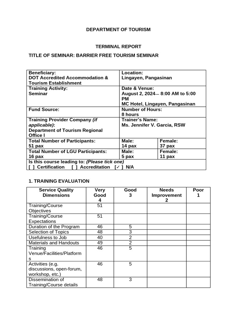 Terminal Report Barrier Free Tourism Seminar | PDF