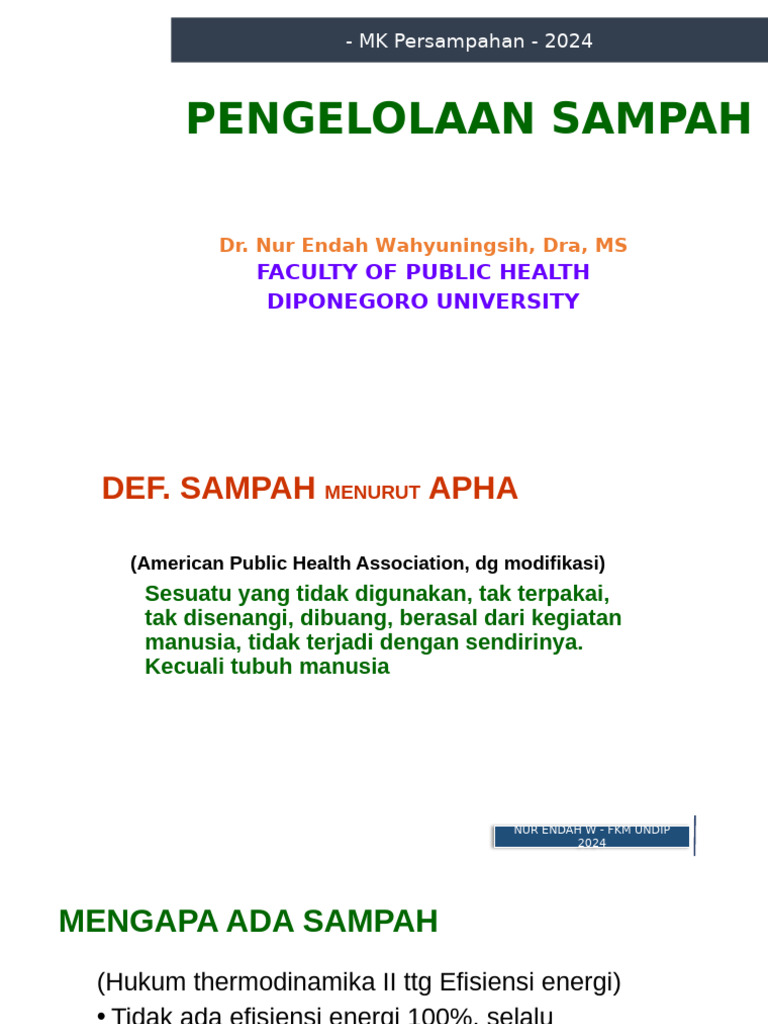 1b. Pendahuluan Persampahan 2024 Fix | PDF