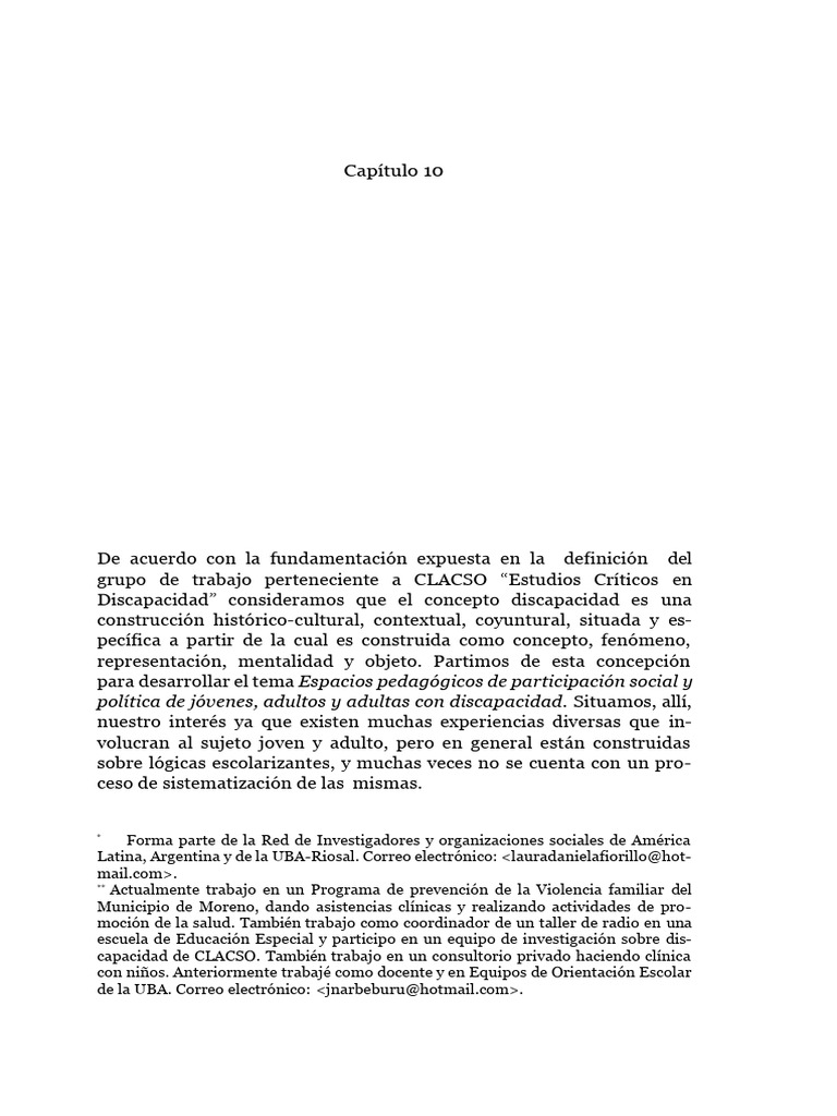 GT Estudios Críticos en Discapacidad - Capítulo 10 | PDF