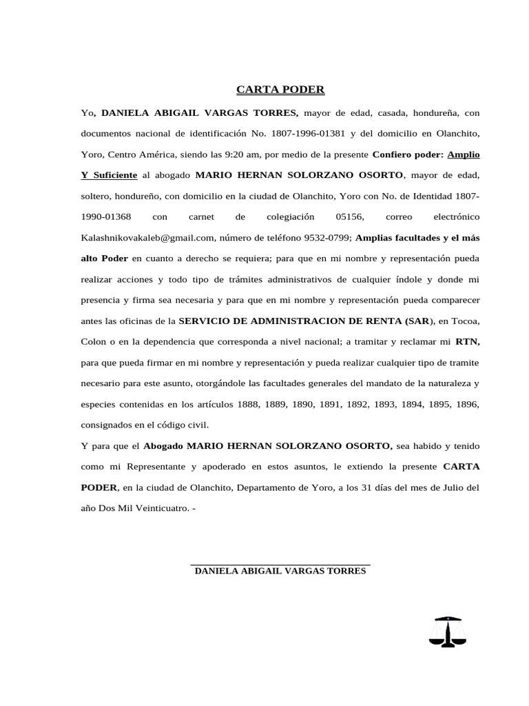 CARTA PODER Daniela 07-2024 SAR | PDF