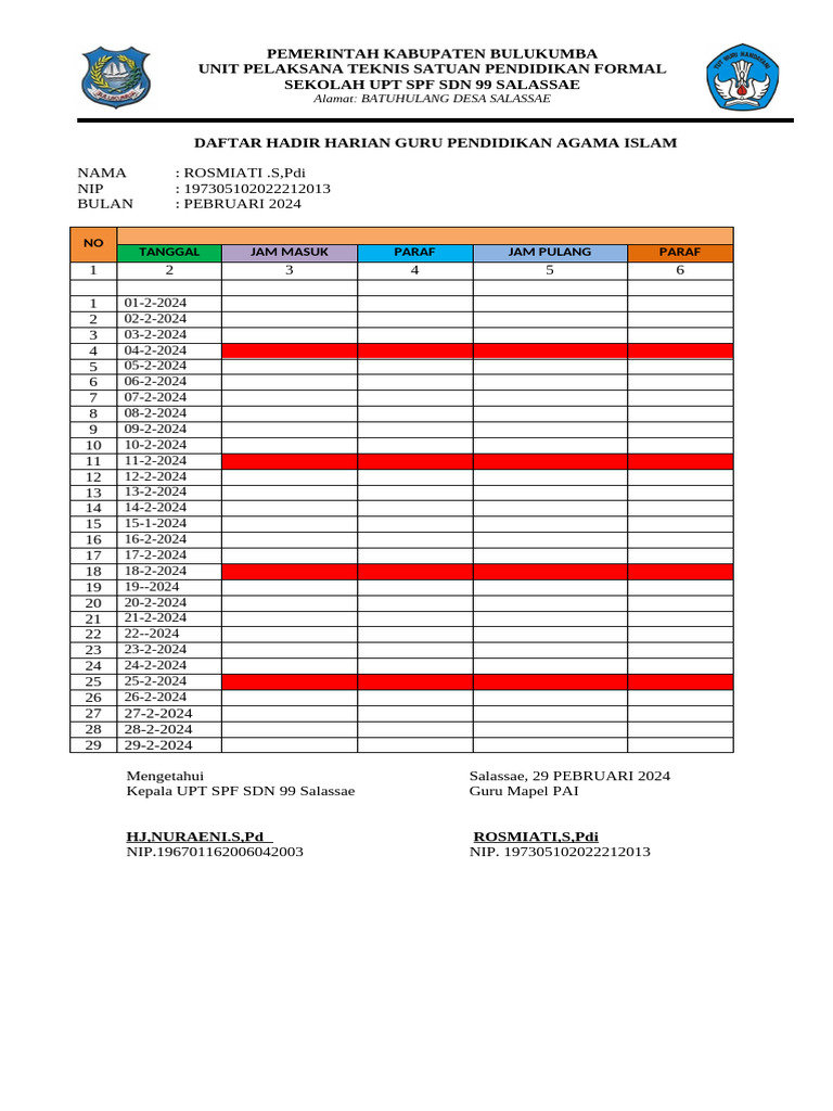 Contoh Absen Manual | PDF