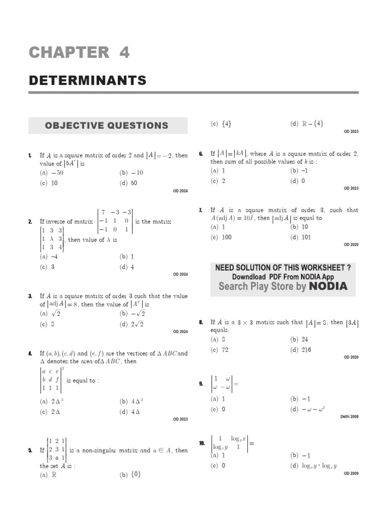 Cbse Grade 12 QB | PDF | Matrix (Mathematics) | Determinant