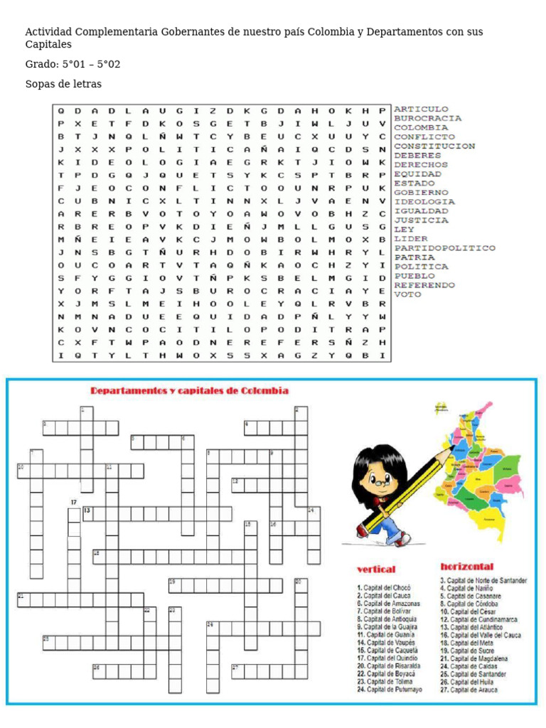 Sopas de letras Gobierno de colombia | PDF