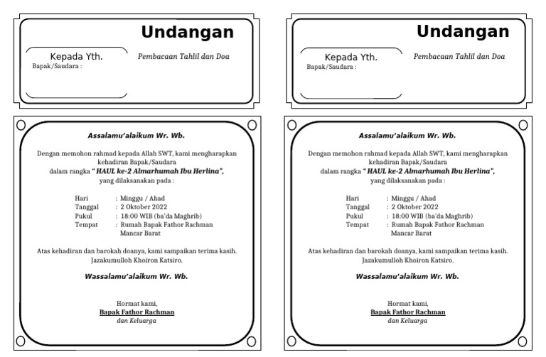Contoh Undangan Word | PDF
