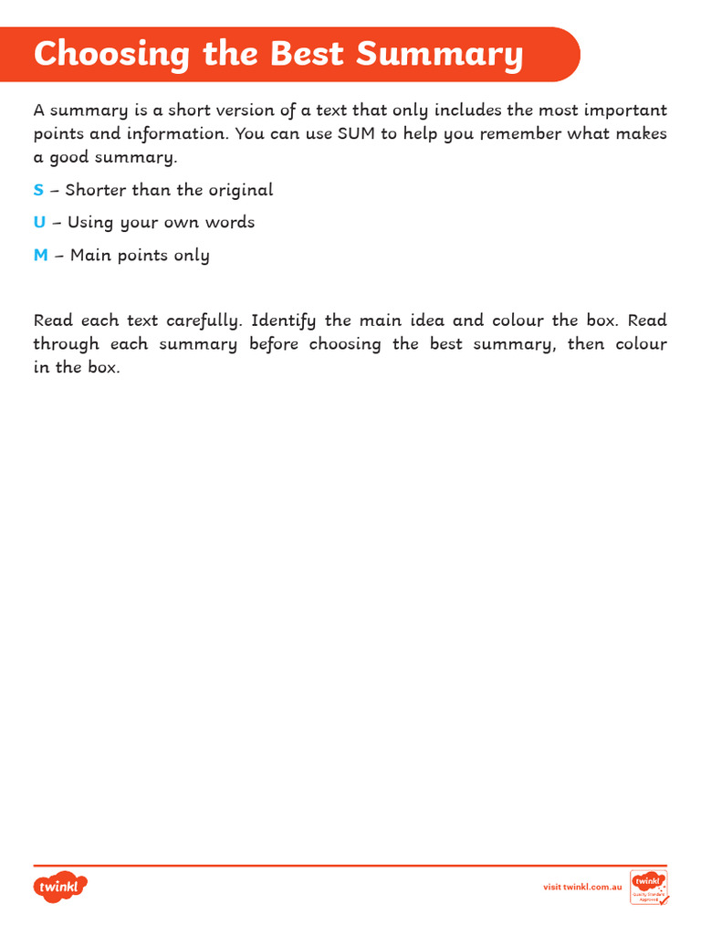 Choosing The Best Summary | PDF